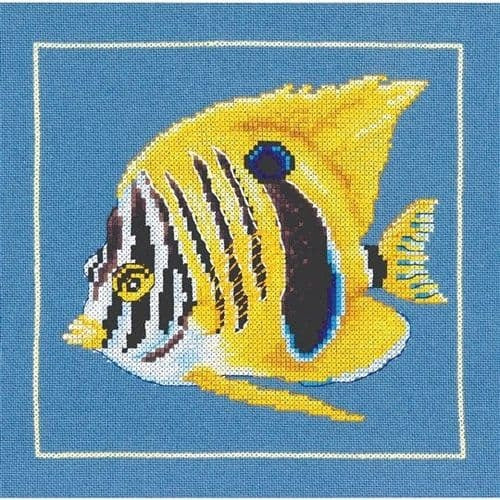 DMC Lanarte Counted Cross Stitch Kit Yellow Zebra Fish PN-0215385 ...