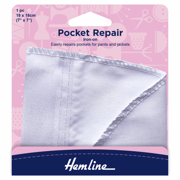 Iron-On Pocket Repair - White - 18 x 18cm — Material Needs