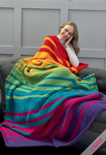 Knitting Pattern - Rainbow Blanket 4 sizes - James C. Brett Top Value ...